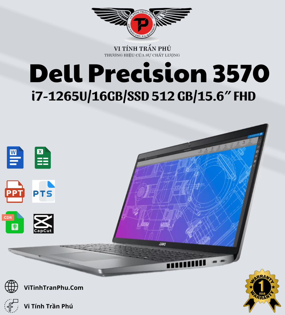 Laptop Dell Precision 3570 i7 1265U/ RAM 16GB/ M2.SSD 512GB/ NVIDIA ...