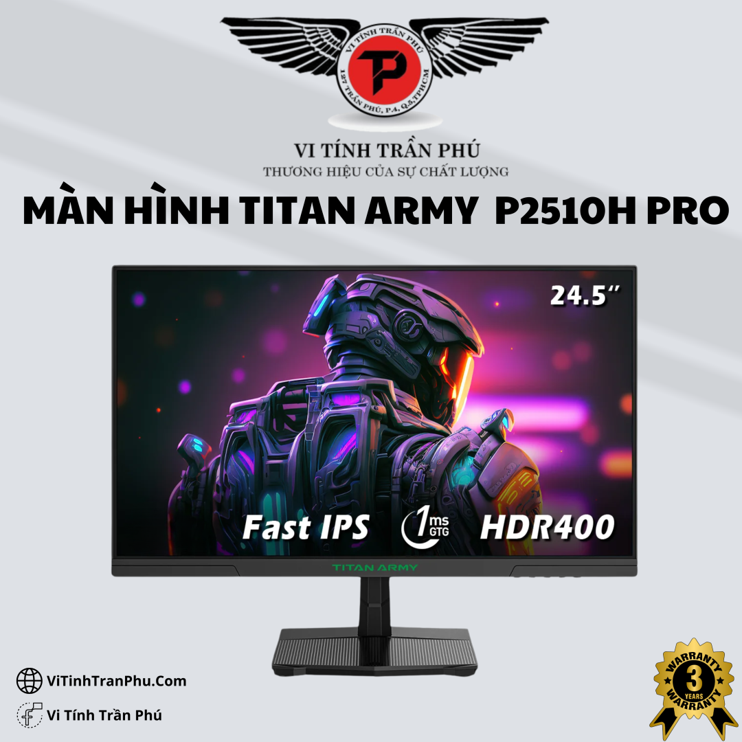MÀN HÌNH TITAN ARMY P2418C 23.8 inch, FHD, 144 Hz, IPS, PHẲNG - Màu Đen