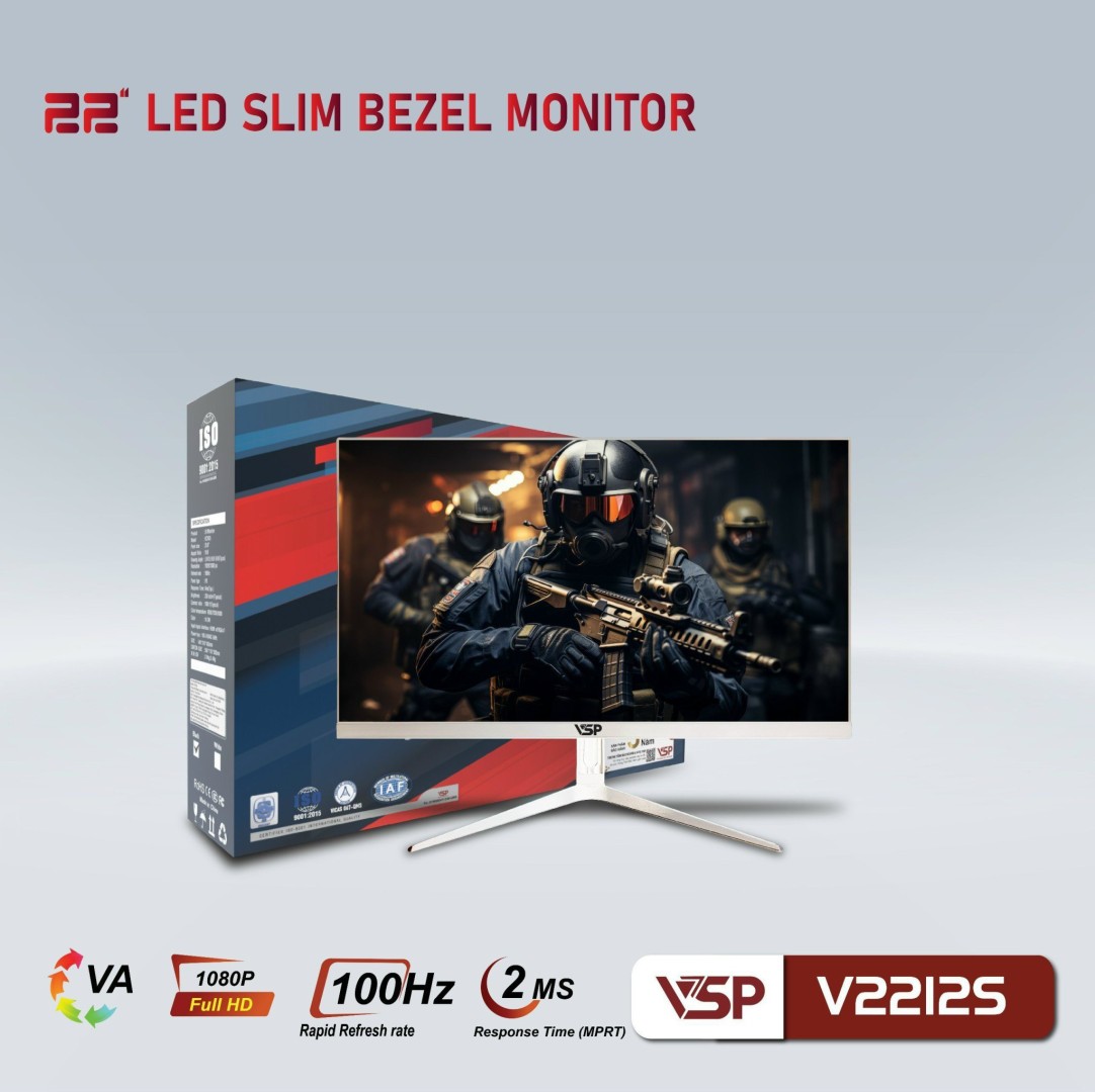 Màn Hình VSP 22Inch V2212S FullHD 100Hz 2MS VA - Màu Trắng